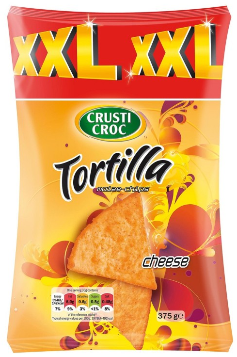 Tortilla CRUSTI CROC τσιπς cheese XXL 281gr (+94gr δώρο)