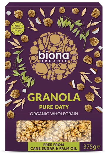 Granola βρώμης BIONA βιολογική χωρίς ζάχαρη 375gr