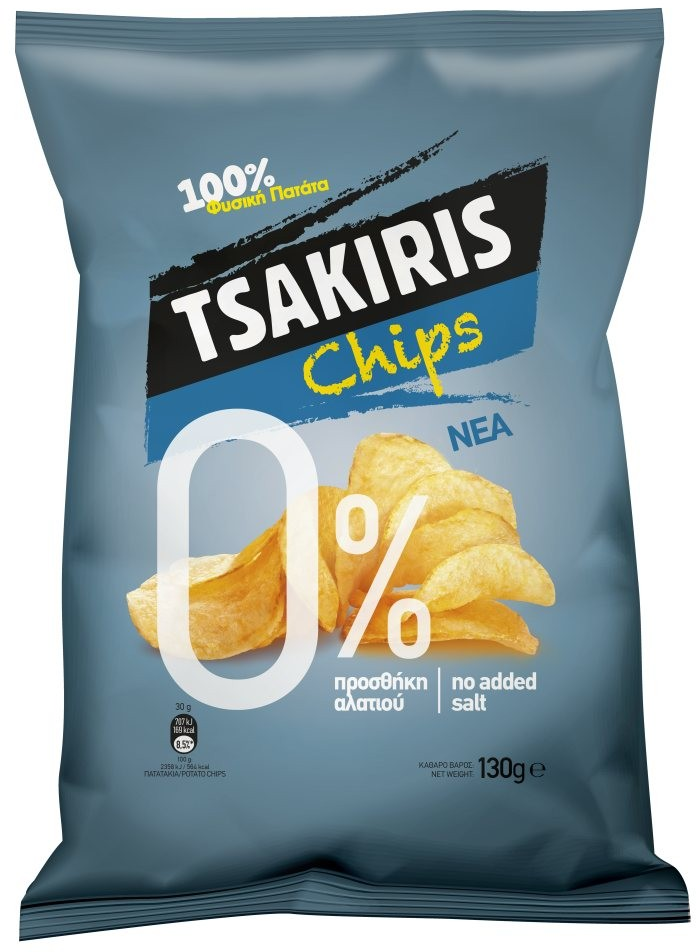 Πατατάκια TSAKIRIS 0% αλάτι 130gr