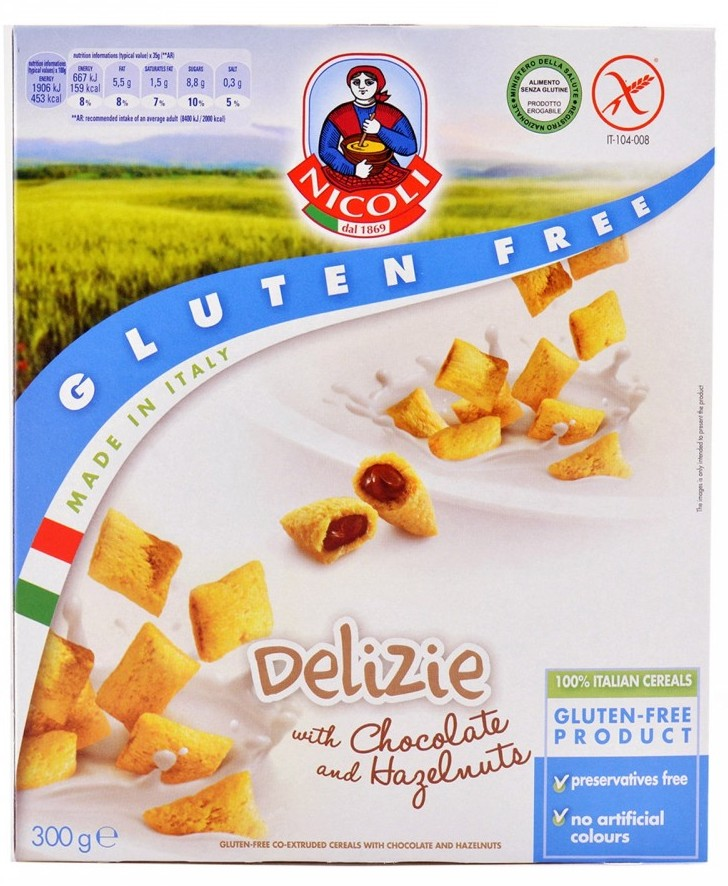 Δημητριακά NICOLI Delizie chocolate & hazelnuts gluten free 300gr