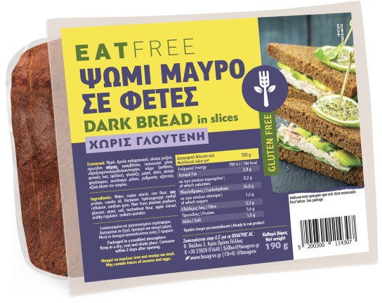 Ψωμί ΒΙΟΑΓΡΟΣ bio eat free ολικής άλεσης σε φέτες 190gr