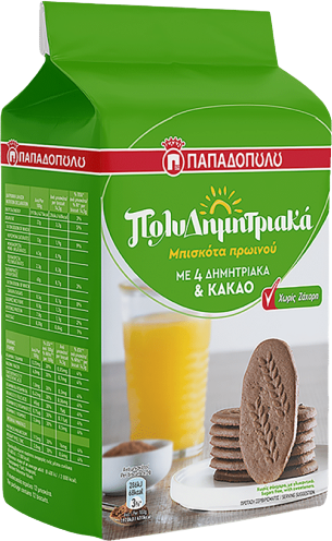 Μπισκότα ΠΑΠΑΔΟΠΟΥΛΟΥ πολυδημητριακά 4 δημητριακά & κακάο χωρίς ζάχαρη ...