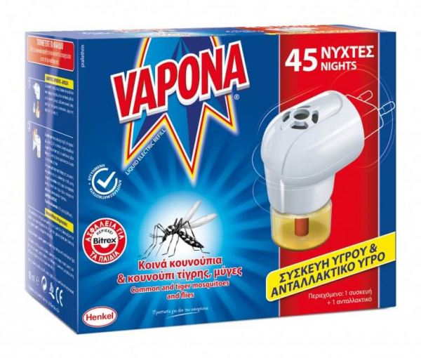 Υγρό αντικουνουπικό ηλεκτρικό σετ VAPONA για 45 νύχτες