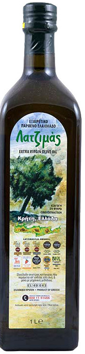 Ελαιόλαδο ΛΑΤΖΙΜΑΣ εξαιρετικό παρθένο σε γυάλινο 1lt