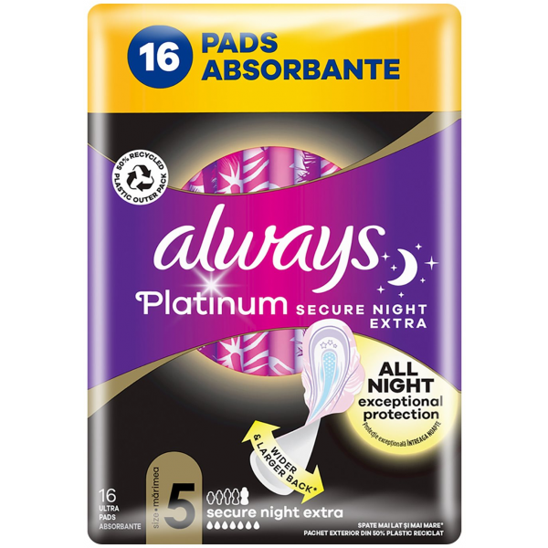 Σερβιέτες ALWAYS Ultra Platinum Secure Night Extra 16τμχ