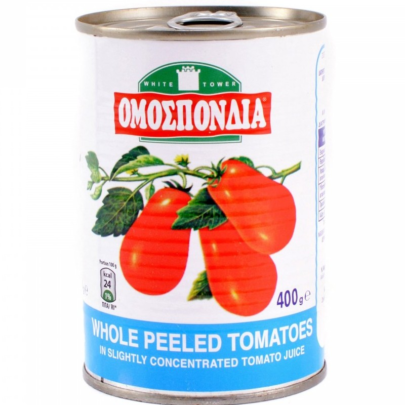 Ντοματάκια ΟΜΟΣΠΟΝΔΙΑ αποφλοιωμένα σε χυμό τομάτας (στ.β. 240gr) 400gr
