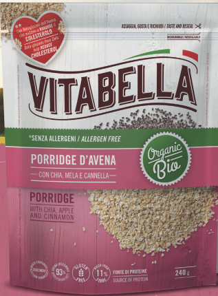 Δημητριακά VITABELLA bio βρώμης με chia, μήλο, κανέλα 240gr