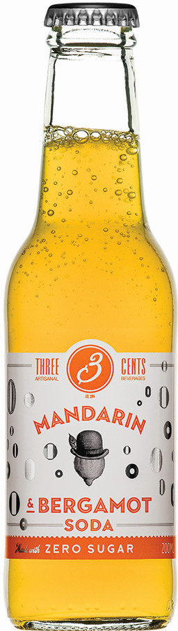 Σόδα THREE CENTS mandarin & bergamot zero 200ml