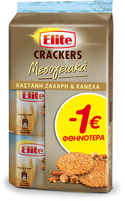 Crackers ELITE μεσογειακά κανέλα ζάχαρη 3x105gr (-1€)