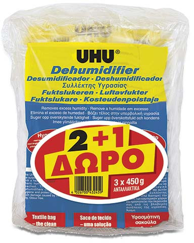 Συλλέκτης υγρασίας UHU ανταλλακτικό 3x450gr (2+1 δώρο)
