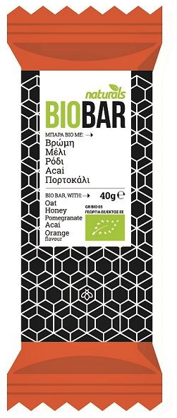 Μπάρα δημητριακών BIOBAR με βρώμη, μέλι, acai & πορτοκάλι 40gr