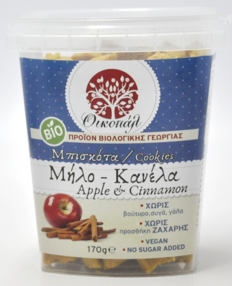 Μπισκότα ΟΙΚΟΠΑΛ bio μήλο & κανέλα χωρίς ζάχαρη 170gr