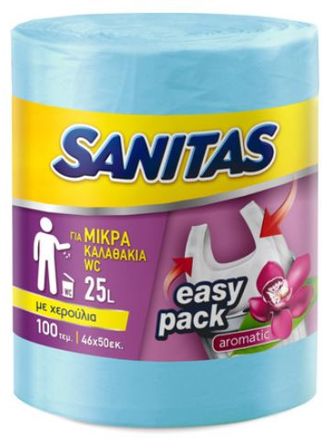 Σακούλες απορριμάτων SANITAS με λαβή μικρές 46x50 100τεμ