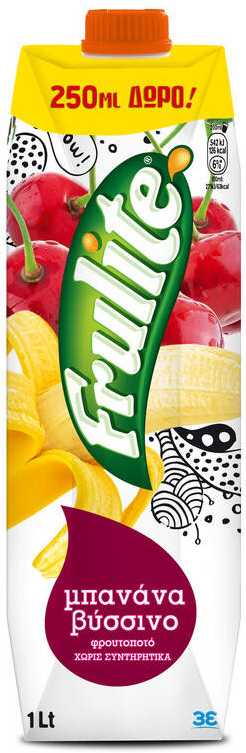 Φρουτοποτό FRULITE μπανάνα-βύσσινο 1lt (250ml δώρο)
