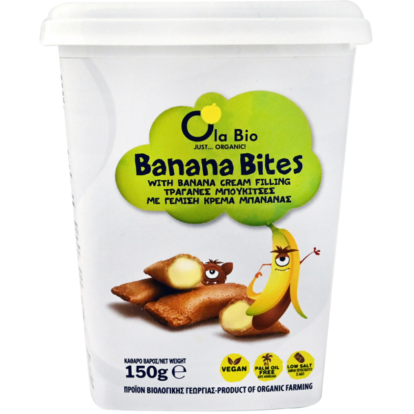 Γκοφρέτες ΟΛΑ BIO banana bites 150gr
