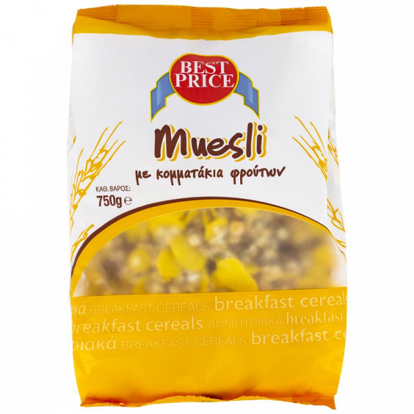 Δημητριακά BEST PRICE Muesli με φρούτα 750gr
